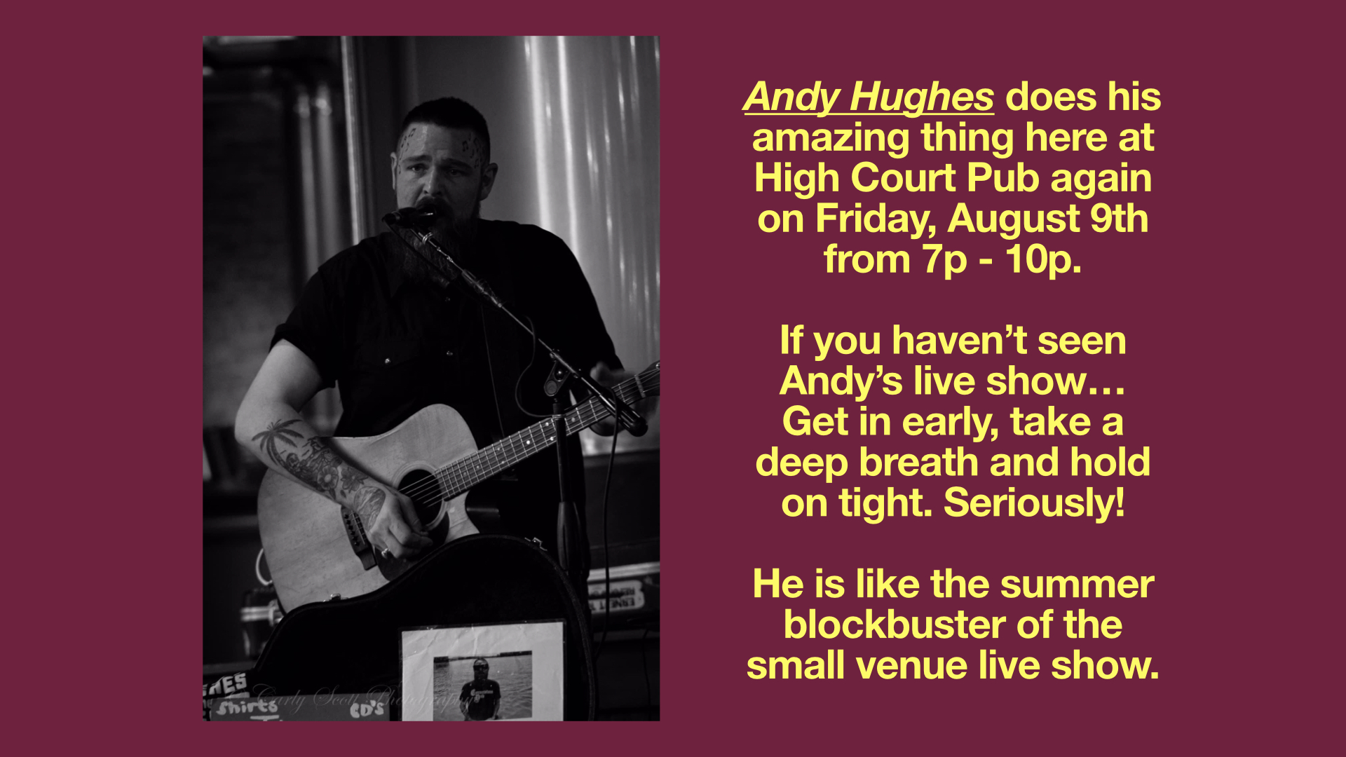 The Andy Hughes Show live at the Pub! - The High Court Pub