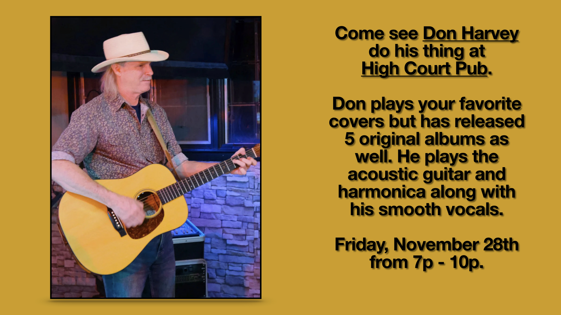 Don Harvey brings his talents to HCP - The High Court Pub